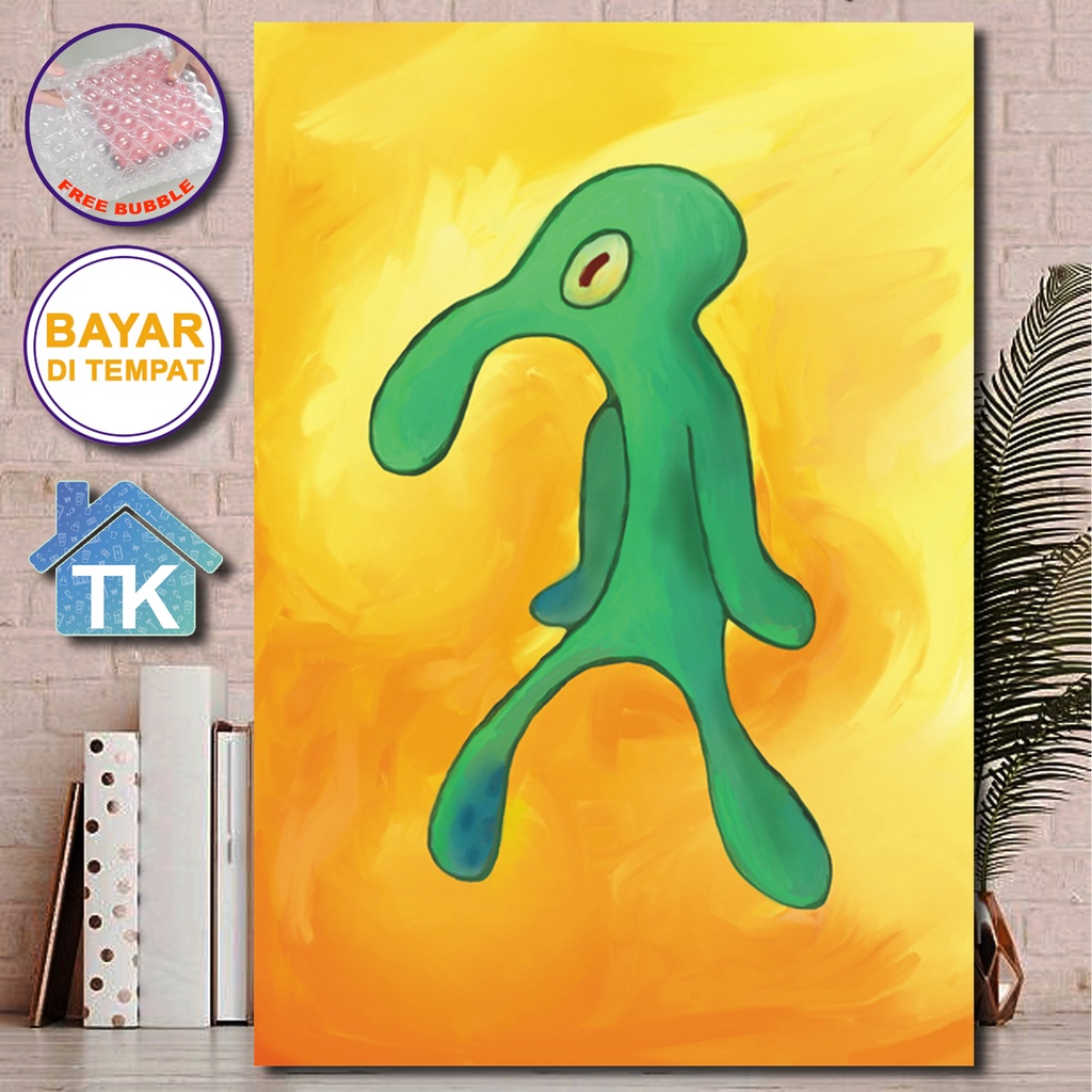Jual Poster Kayu Hiasan DInding Lukisan Repro Mahakarya Squidward ...