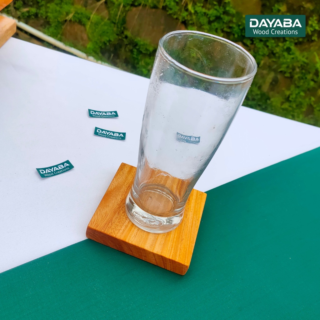 Jual Wooden Coaster / Tatakan Gelas Kayu Mahoni Persegi Warna Natural ...