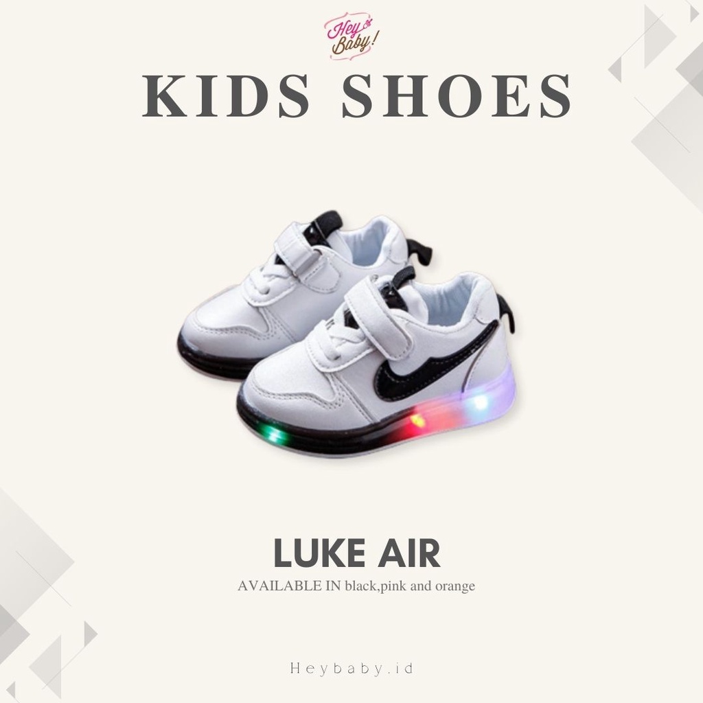 Jual HEYBABY-Luke Air 661 Sepatu Sneakers Anak Laki / Perempuan LED Menyala Import sekolah ...