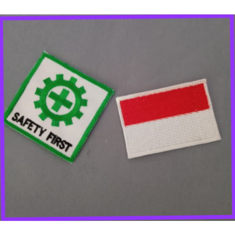 Jual satu set badge logo bendera merah putih dan logo K3 safety first ...