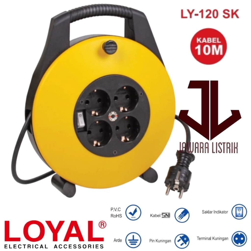 Jual LOYAL KABEL ROLL HEAVY DUTY LY-120 SK STOP KONTAK 10M | Shopee ...
