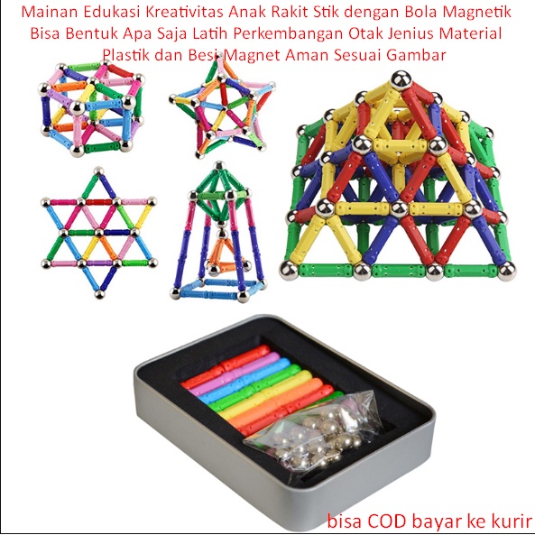 Jual Mainan Edukasi Kreativitas Anak Rakit Stik dengan Bola Magnetik ...