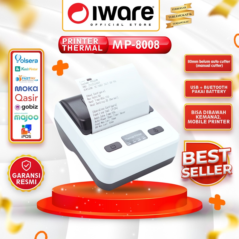 Jual Printer Mobile Thermal 80mm Iware MP-8008 / C-81BT Usb+Bluetooth ...