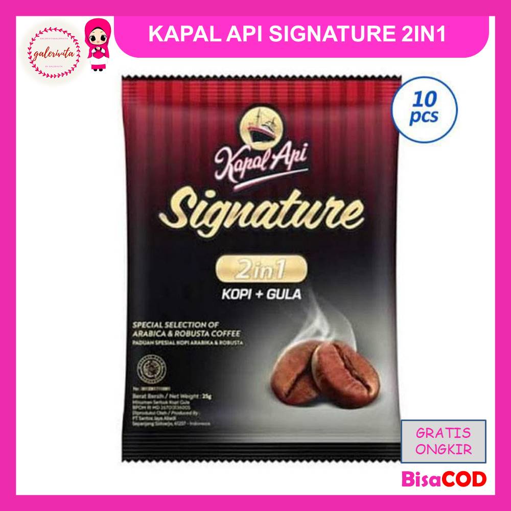 Jual Kapal Api Signature 2 In 1 Bubuk Kopi Renceng ( 10 x 25 gr ...