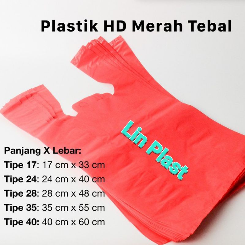 Jual Kantong Plastik Kresek Merah HD Merah Tebal Ukuran 17 24 28 35 40 ...