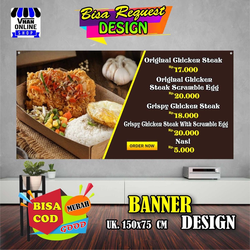 Jual Spanduk Banner Chicken Steak Model A, Jualan Chicken, Murah Bagus ...