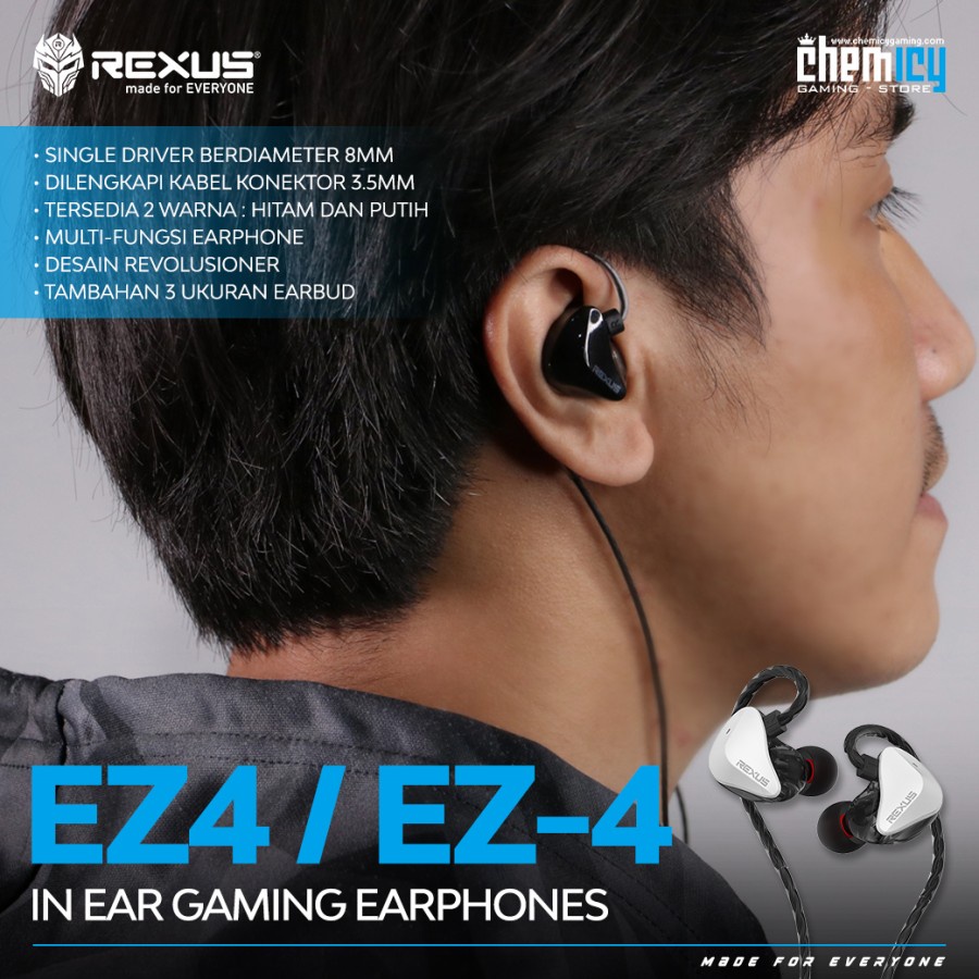Jual Rexus EZ4 / EZ-4 In-Ear Gaming Earphone with Mic | Shopee Indonesia