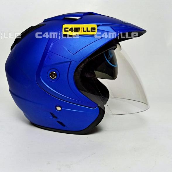 Jual HELM DUKE SOLID BLUE DOFF DOUBLE VISOR HALF FACE MURAH SNI ...