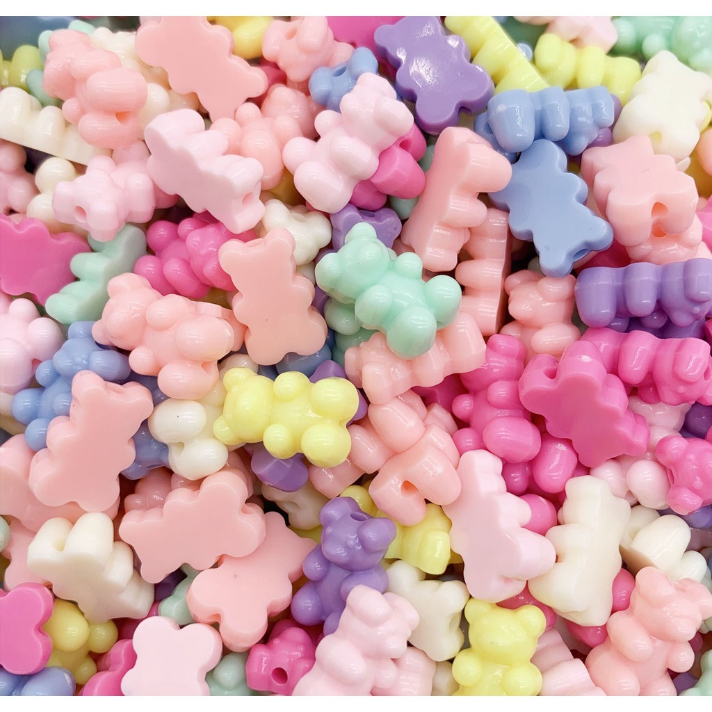 Jual 10 pcs Manik-manik Gummy Bear Beruang beruang Pastel Berlubang | Shopee Indonesia