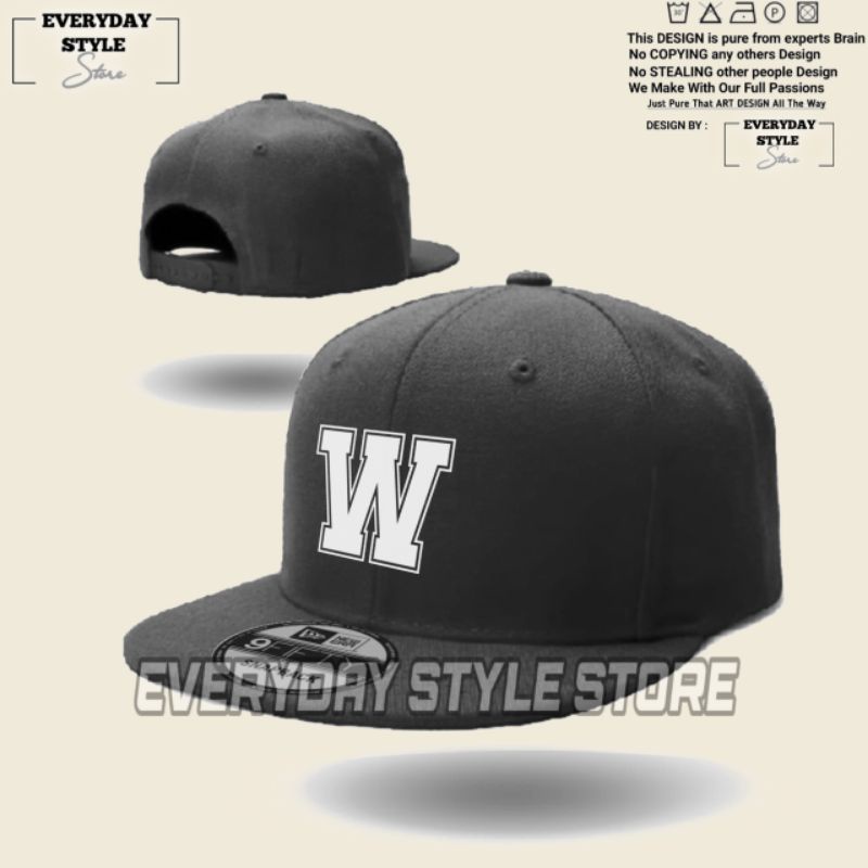 Jual Topi Huruf W Snapback / Topi Alphabet Inisial Nama Huruf W ...