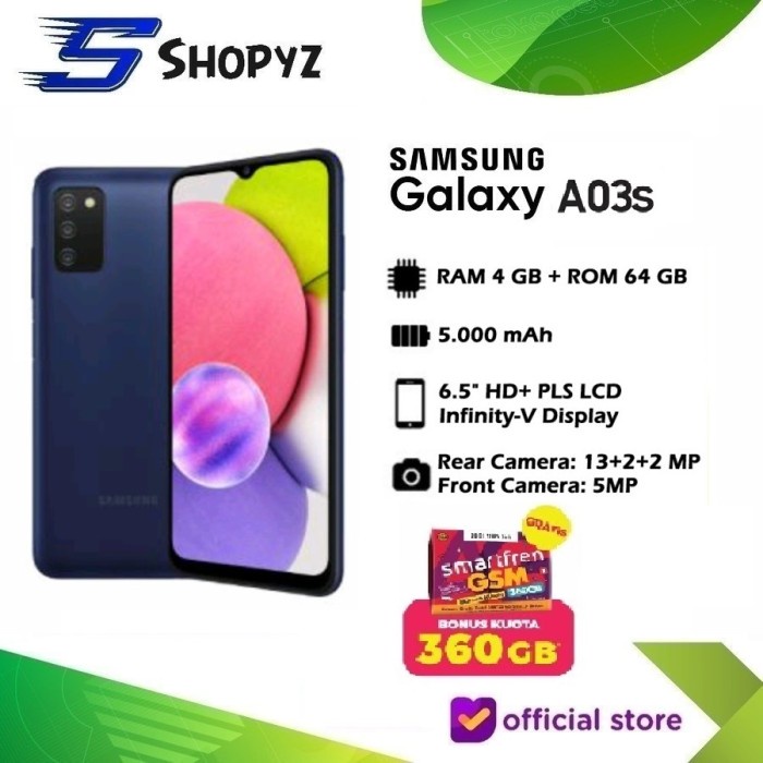 Jual SAMSUNG GALAXY A03s 5000mAh Battery 4GB 64GB 4/64 Garansi Resmi ...