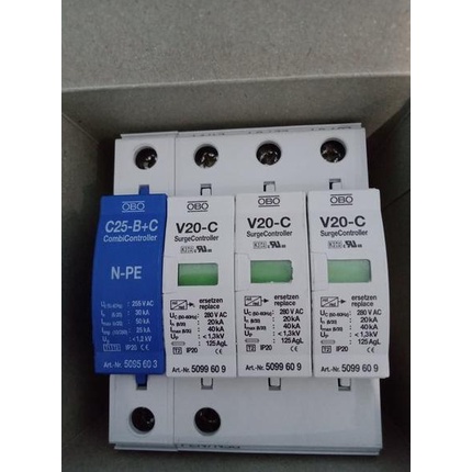 Jual Surge arrester OBO V20-C 3P 280V AC NPE penangkal petir Arrester ...