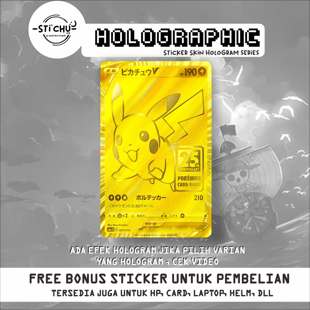 Jual Sticker Kartu Hologram Atm Skin Card pikachu V 25th anniversary ...