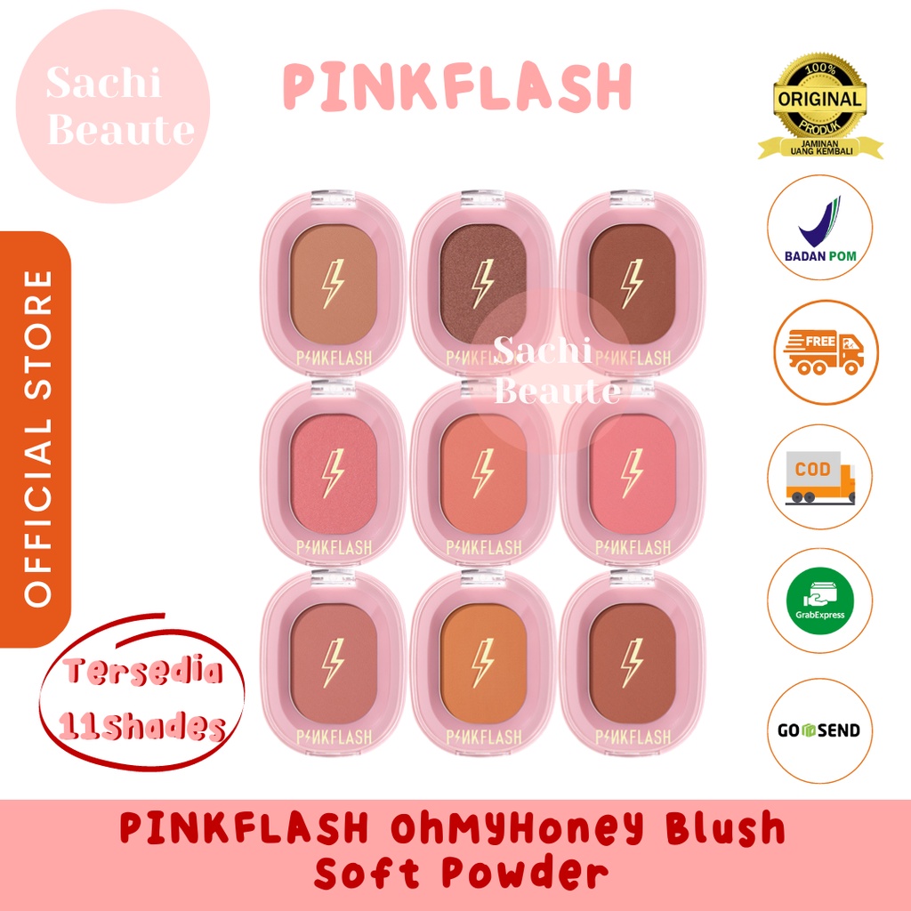 Jual PINKFLASH OhMyHoney Blush On Soft Powder Naturally Pigmented 9 ...