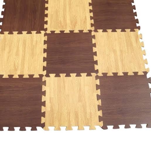 Jual Matras alas main anak karpet busa gabus 60cm isi 9pc playmat kayu ...