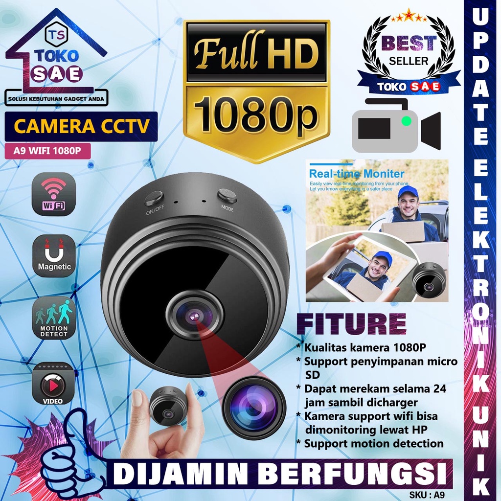 Jual HD Camera WiFi A9 IP P2P Hidden Cam Wireless Spycam FHD 1080P ...