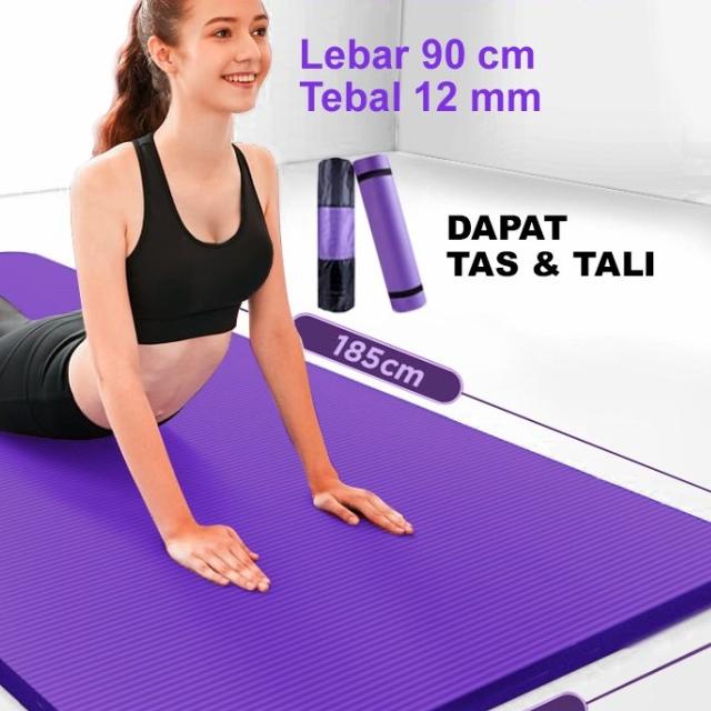 Jual Matras Yoga JUMBO LEBAR 90CM TEBAL 10MM BONUS TAS DAN TALI - Pink ...