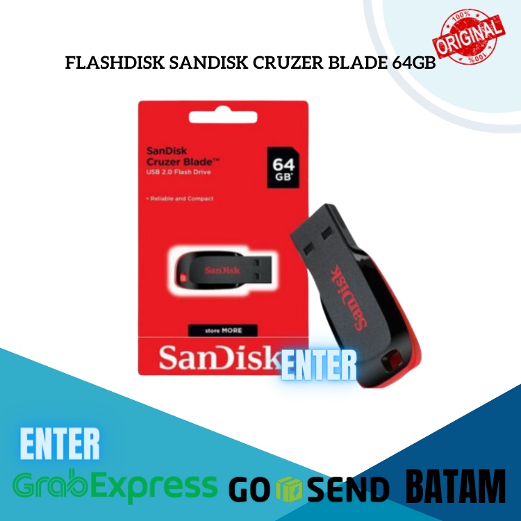 Jual FLASHDISK SANDISK CRUZER BLADE 64GB ORIGINAL RESMI | Shopee Indonesia