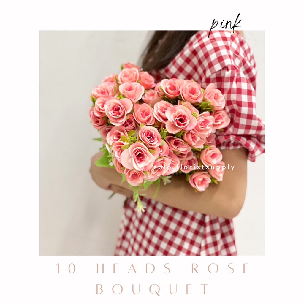 Jual 10 HEAD ROSE BOUQUET BUNGA MAWAR KECIL HIAS ARTIFICIAL PASTEL ROSE ...