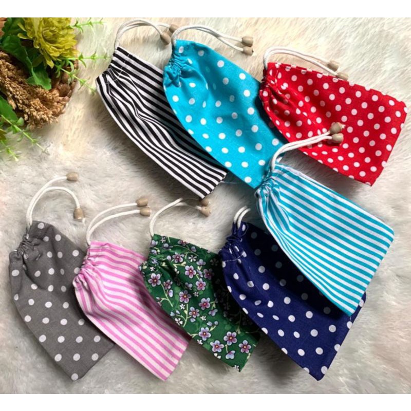 Jual COD Pouch Serut Mini/ Pouch Serut Motif Karakter/ Pouch Kain Katun ...