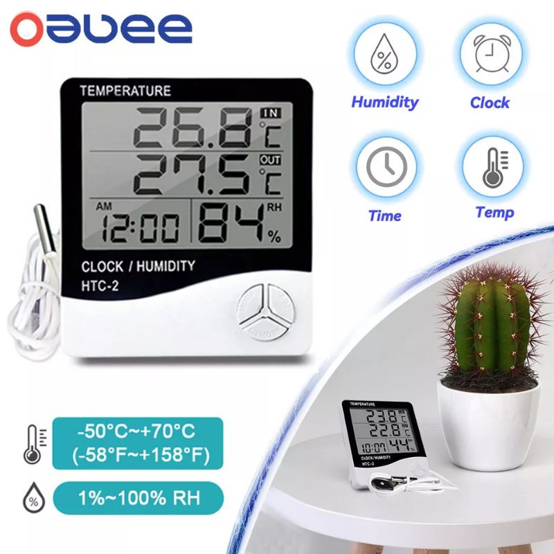 Jual digital hygrometer thermometer clock jam meja digital temperatur ...