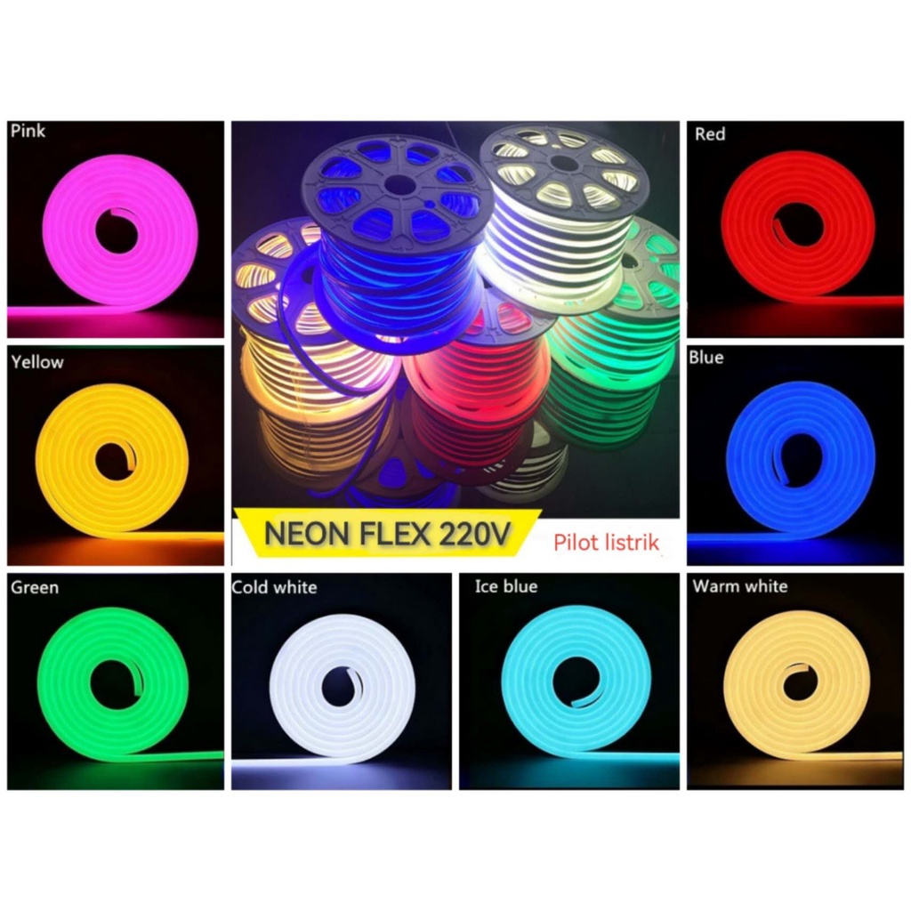 Jual Paket Lampu Neon Flex 220v 1m 2m 3m 4m 5m 5 meter Led Selang ...