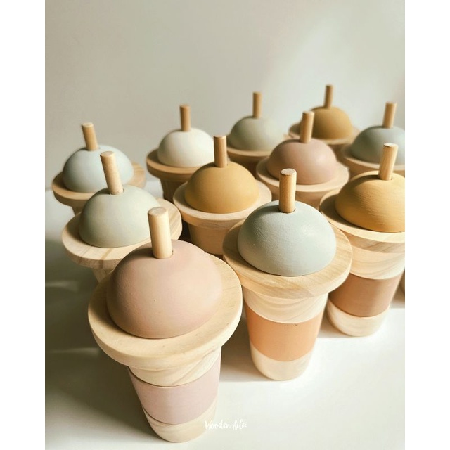 Jual Wooden Ailee Wooden Milkshake Stacker / Wooden Toy Milkshake ...