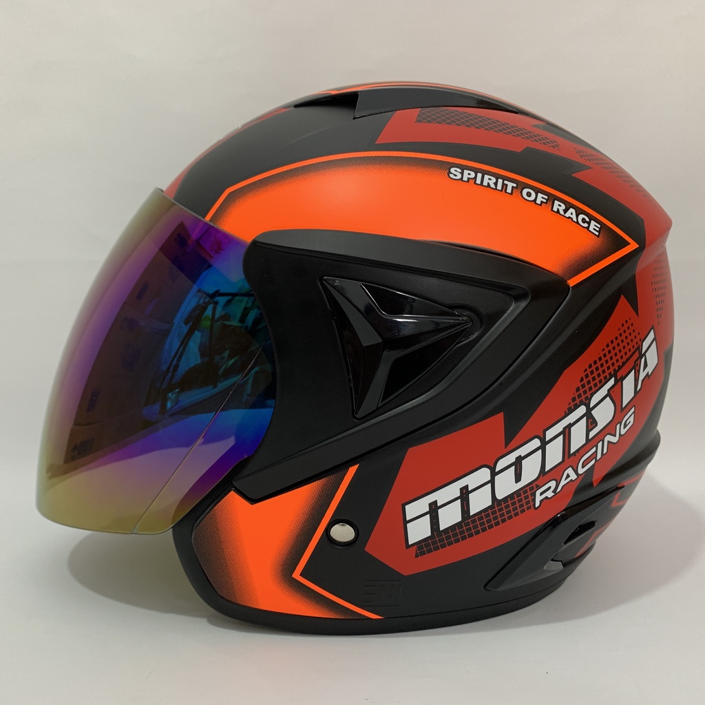 Jual Helm JP 13 Monsta Merah Orange Doff - Helem Helmet SNI Dewasa BXP ...