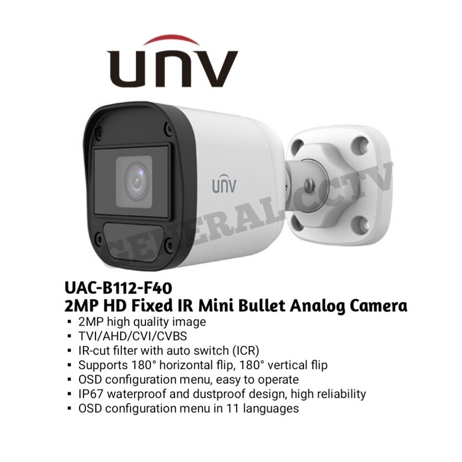 Jual CAMERA CCTV OUTDOOR 2MP NIGHT VISION UNIVIEW UAC-B112-F40 | Shopee Indonesia