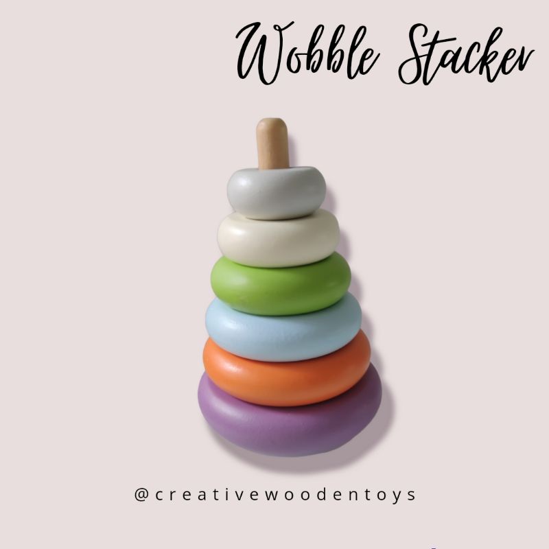Jual Wobble Stacker, Wobble Stacking toys, Mainan susun kayu, | Shopee ...