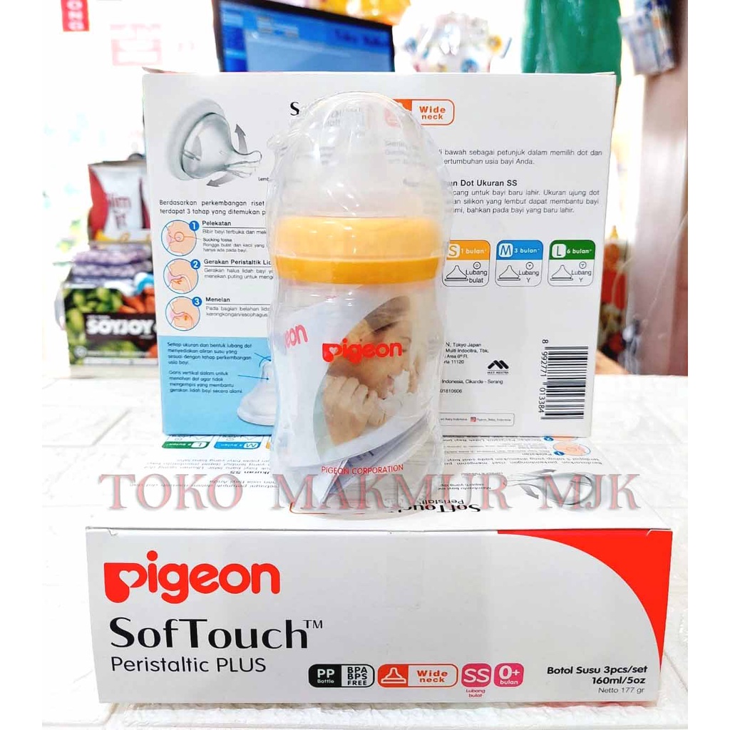 Jual PIGEON BOTOL SUSU WIDE NECK PERISTALTIC PLUS / BOTOL PIGEON 160ML / NIPPLE PERISTALTIC PLUS ...