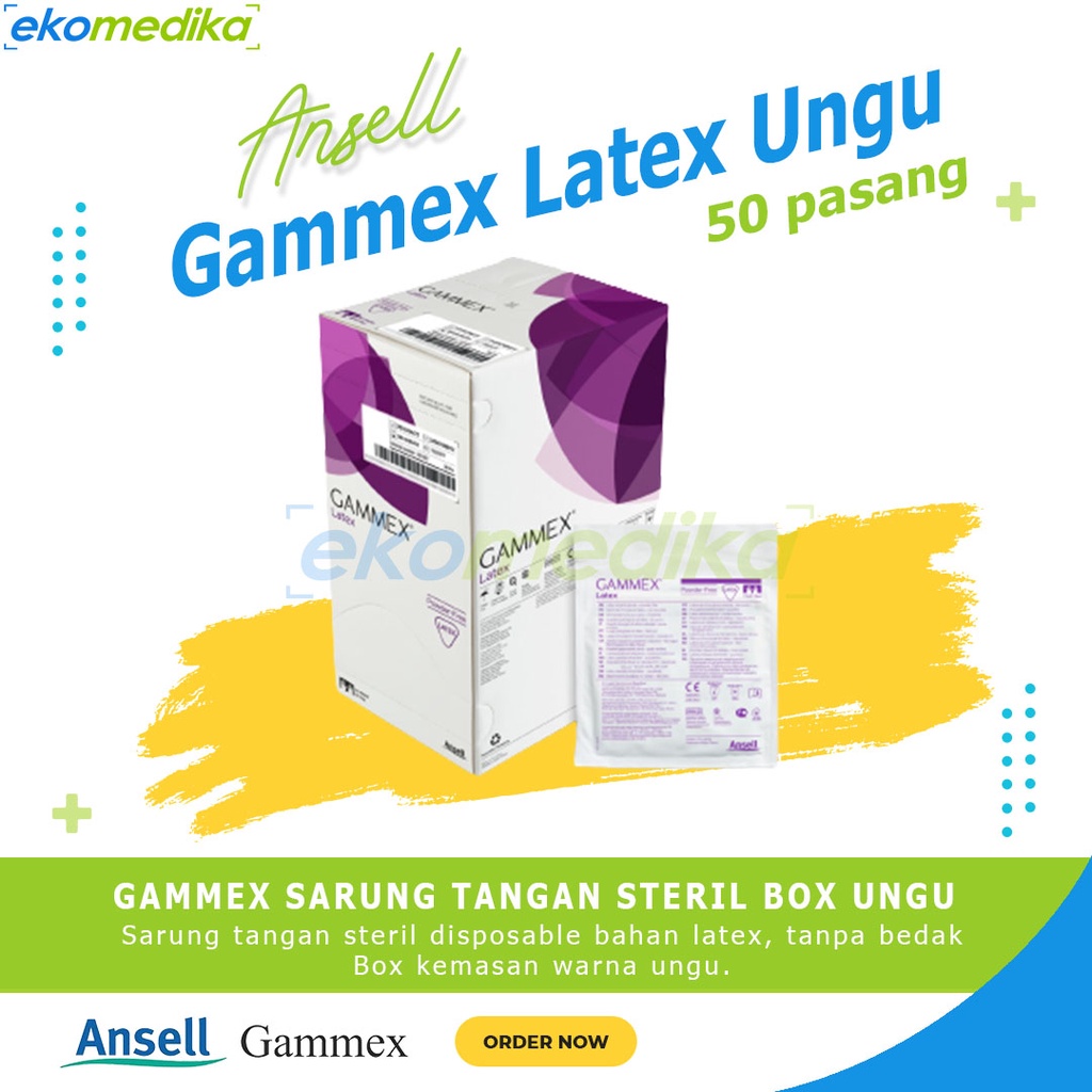 Jual Sarung Tangan Steril ANSELL GAMMEX Latex Gloves Free Powder ...