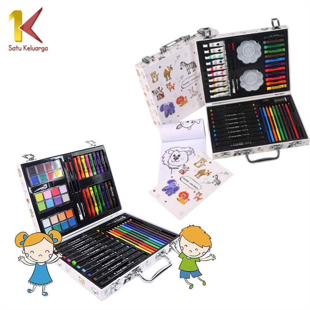 Jual Satu Keluarga Crayon Set Koper Alat Mewarnai Krayon Anak Lengkap ...