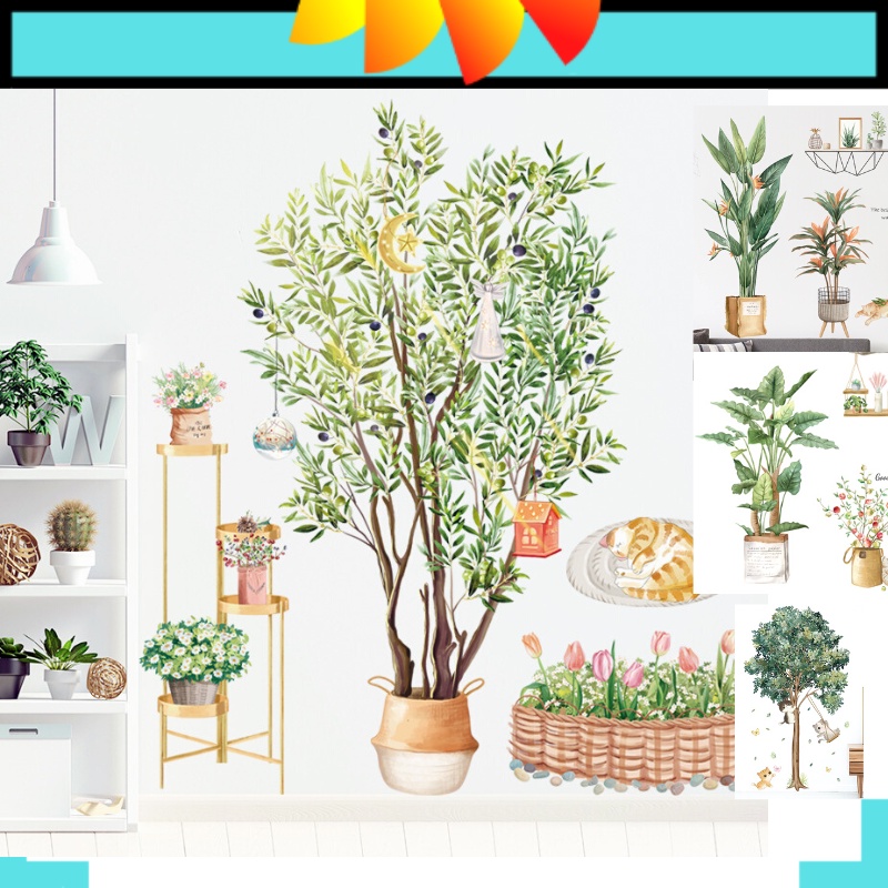 Jual WALL STICKER STIKER DAUN POT POHON WALLSTIKER WALL STICKER DINDING WALLPAPER WALPAPER DAUN ...