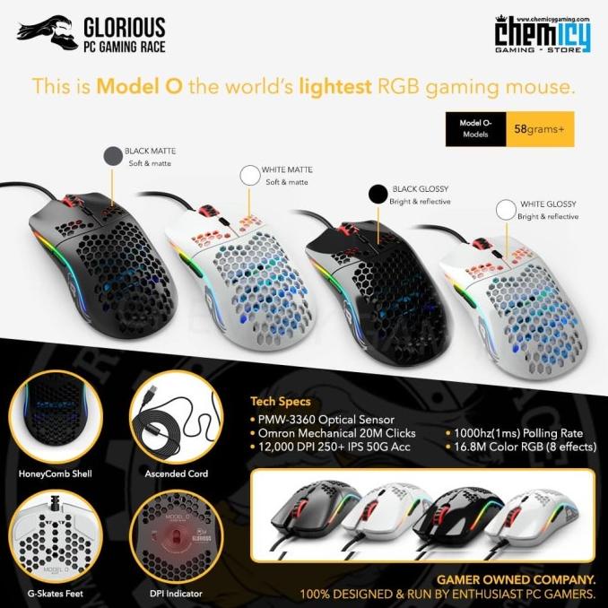 Jual Glorious Model O Minus ( O- ) RGB Gaming Mouse ready viral ...