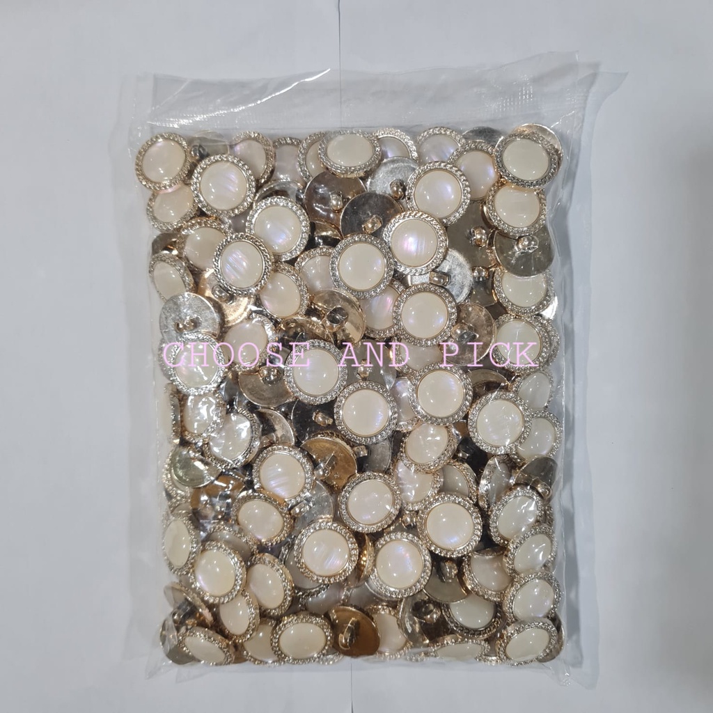 Jual Kancing Jamur Mutiara List Klasik Mutiara Datar Ukuran 20L (1.3cm ...