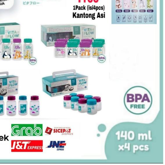Jual Vita Flow Botol ASI 140ml (isi 4) Botol Simpan Asi - animal series ...
