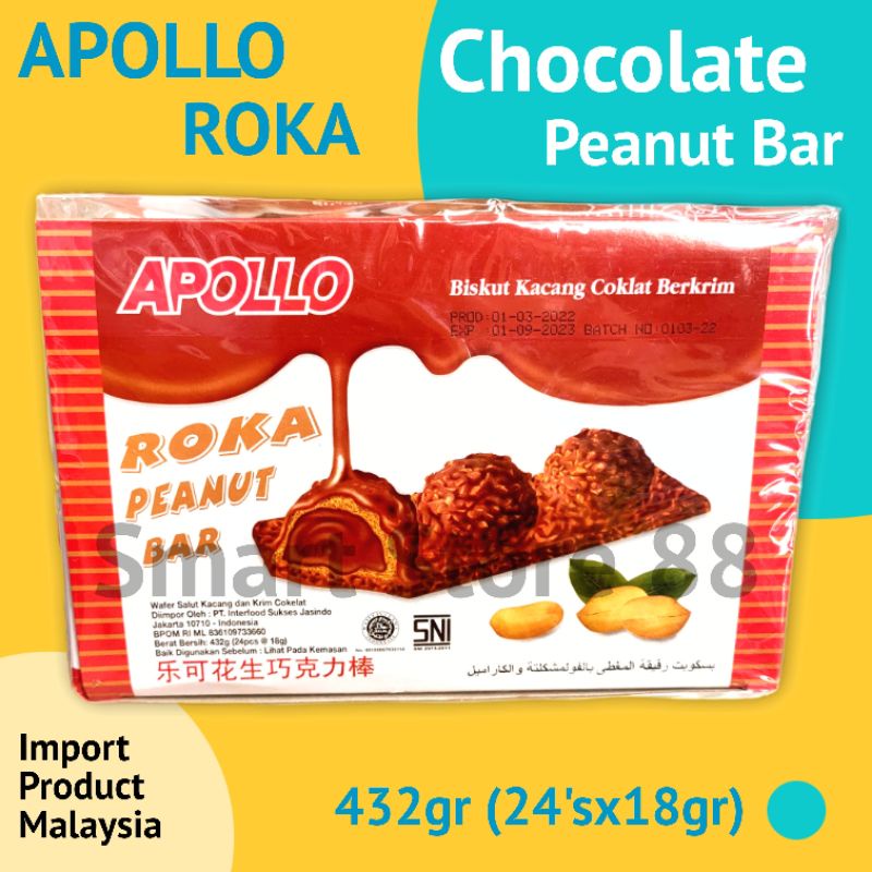 Jual APOLLO ROKA CHOCOLATE PEANUT BAR ISI 24 BISKUIT KACANG KRIM COKLAT ...