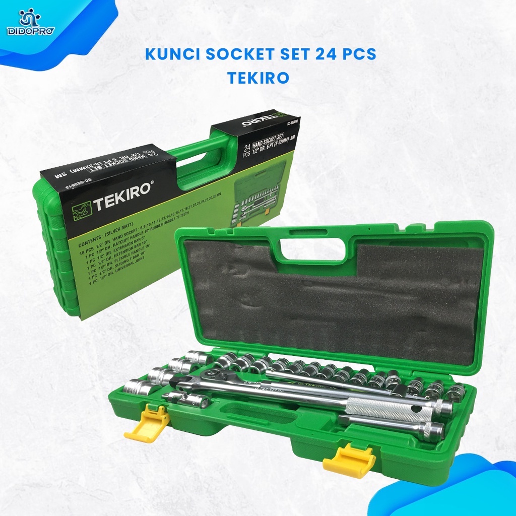 Jual Tekiro Kunci Shock Set 8 - 32mm 24pcs 1/2" 6 PT Kunci Sock Set ...