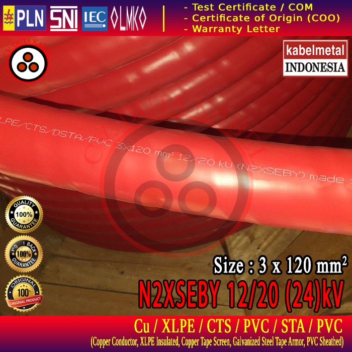 Jual Kabel Listrik N2XSEBY 3x120 mm2 12/20 (24)kV SUPREME / KABELMETAL (KMI) /3x120 mm/3x120mm2 ...