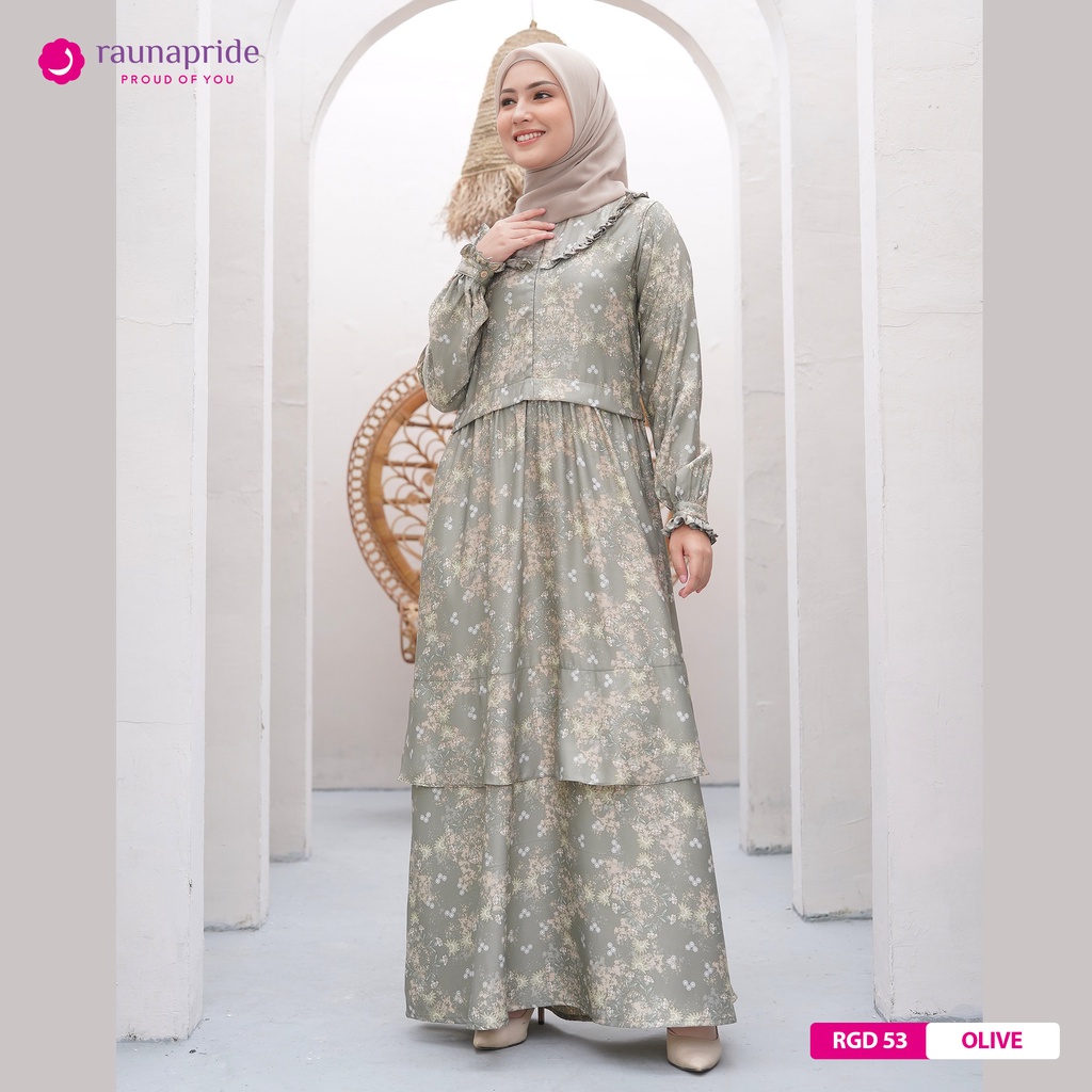 Jual Rauna - Baju Muslim - Gamis Dewasa 53 Olive | Shopee Indonesia