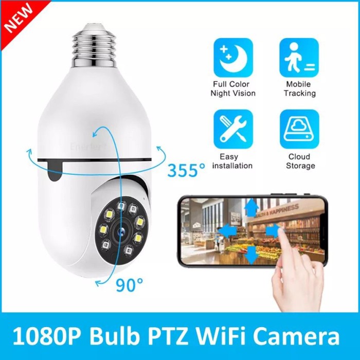 Jual IP KAMERA CCTV SOCKET E27 BOHLAM PTZ WIFI Panorama Camera Online 360 | Shopee Indonesia