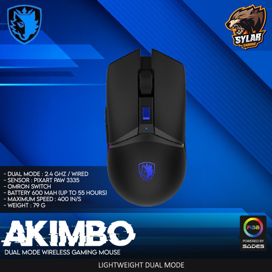 Jual Sades Akimbo RGB Dual Mode Wireless Gaming Mouse | Shopee Indonesia