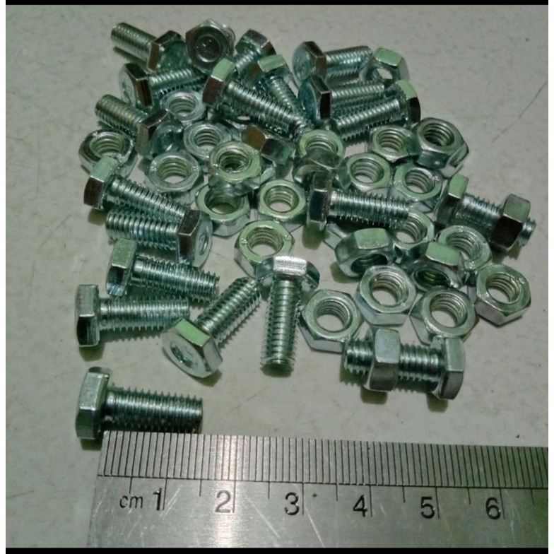 Jual Baut + Mur M6 x 15mm putih Hexagonal | Shopee Indonesia