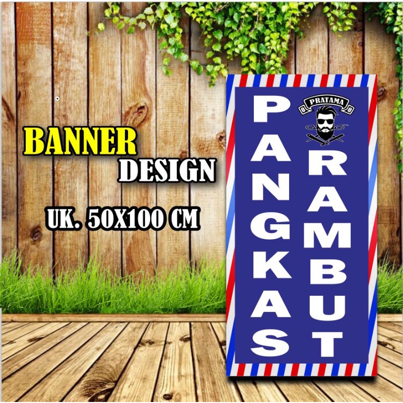 Jual Spanduk Banner Backdrop Pangkas Rambut Berdiri Simple, Plang ...