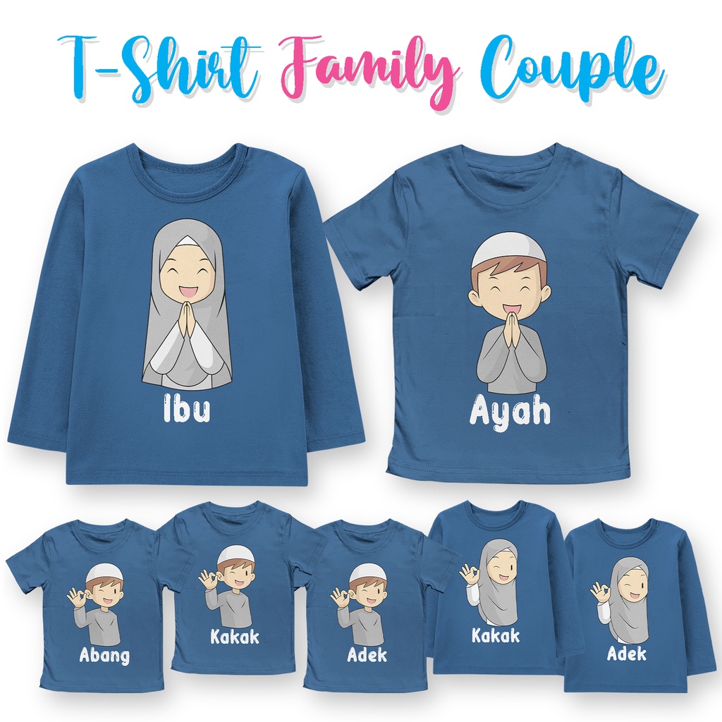 Jual Kaos Seragam Couple Family Team Baby Blue Anak Dewasa Lengan ...