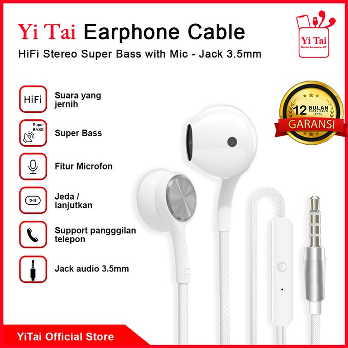 Jual YI TAI - HFY23 Handsfree Powerful Bass Earphone Headset Y23 | Shopee Indonesia