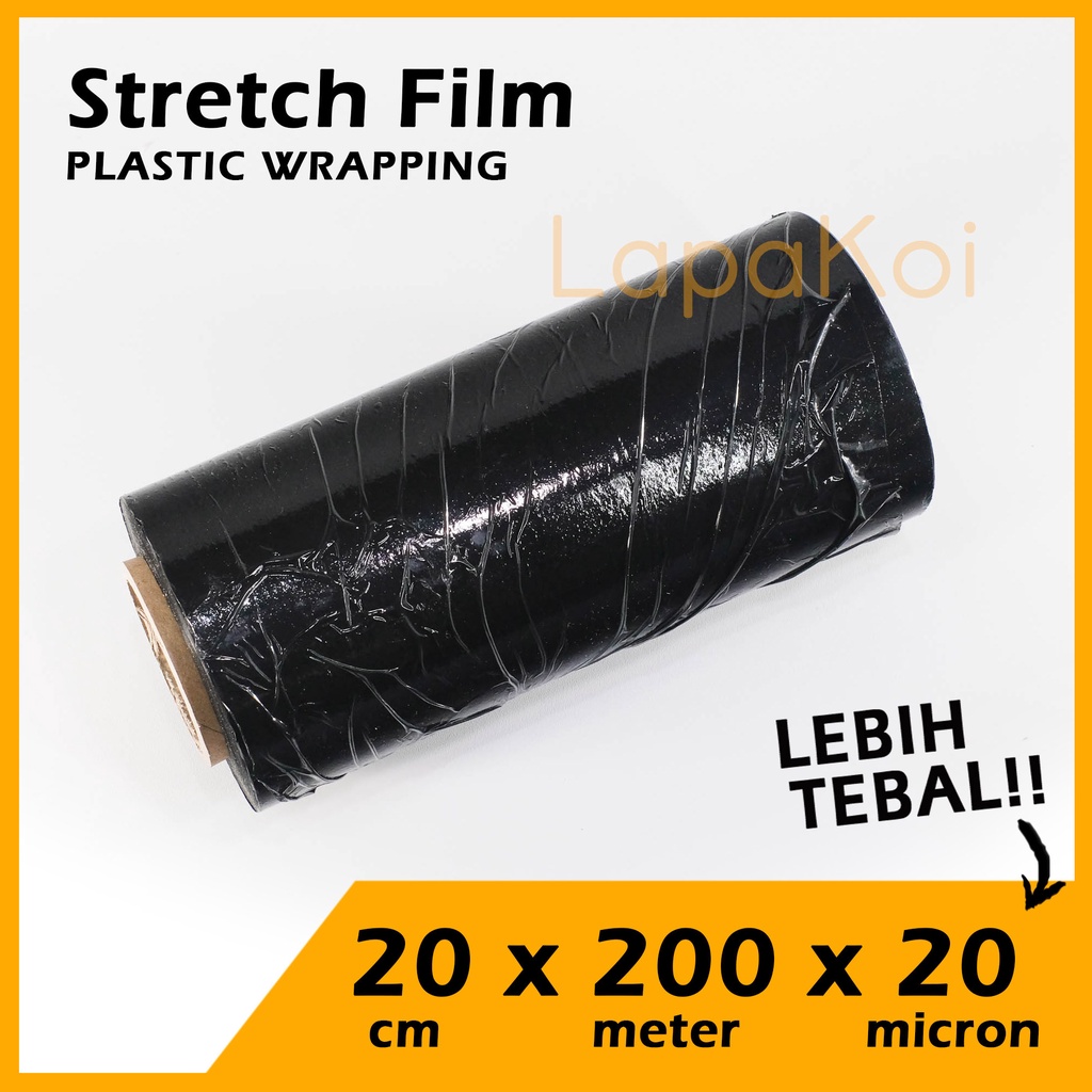 Jual Stretch Film Plastik Wrapping Black 20 micron 20 cm x 200 M ...
