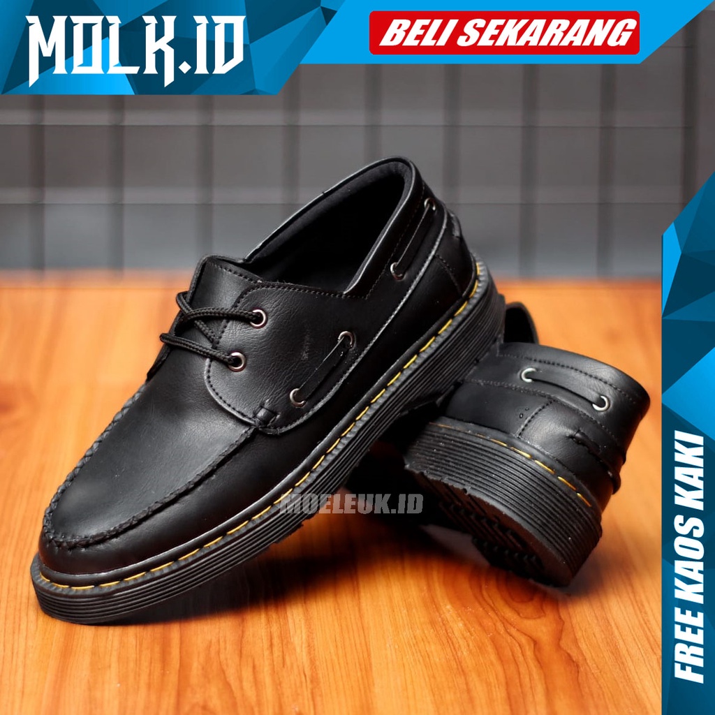 Jual MOLK Sepatu Formal Kasual Low Boots Docmart Hitam Kulit Sintetik ...
