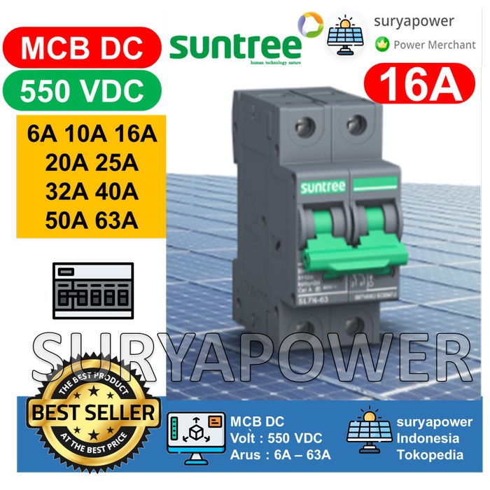 Jual Safety Mcb Dc 550V 2P - 6A 10A 16A 20A 25A 32A 40A 50A 63A Suntree ...